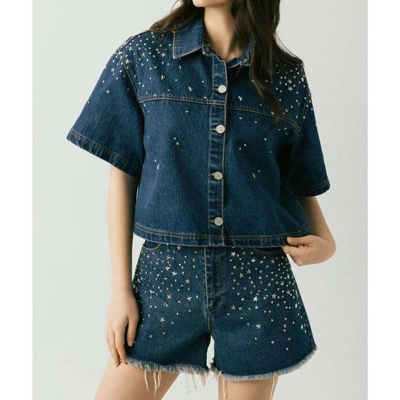 Blank NYC | Jackets & Coats | New Blanknyc Embellished Denim Top In ...